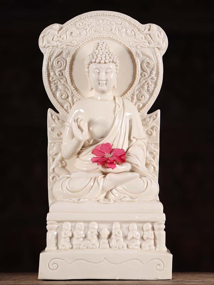 Porcelain Buddha Statue Seated in Lotus Position with a Stunning ...