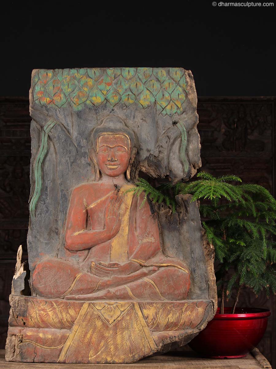 Protection Buddha under Bodhi Tree Panel (5hs46)